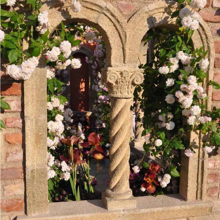 Cloister Windows - Medieaval Cloister Garden - Redwood Stone
