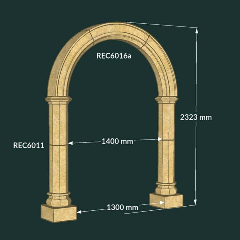 Norman Arch - Garden Folly Components - Redwood Stone