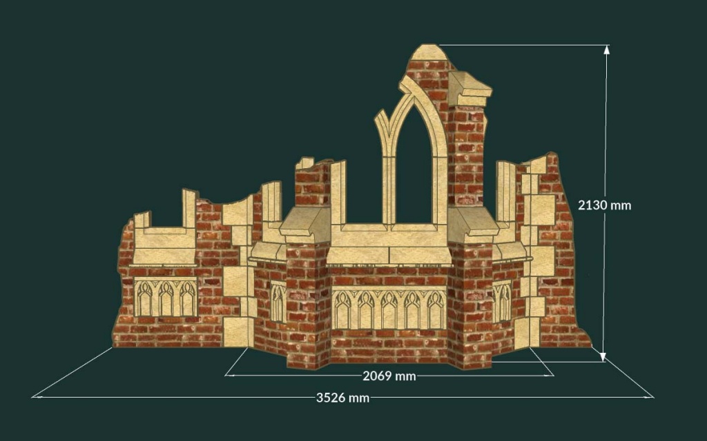 Ruined Bay Turrets - Walled Garden - Redwood Stone