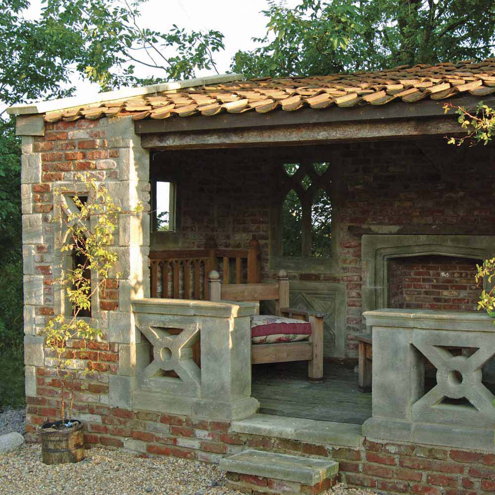 Garden Room - Garden Retreat - Aged Stone Features - Redwood Stone