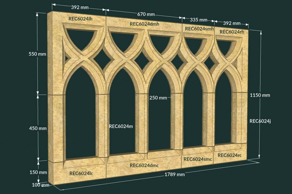Tracery Window - Gothic Tracery Window - Redwood Stone