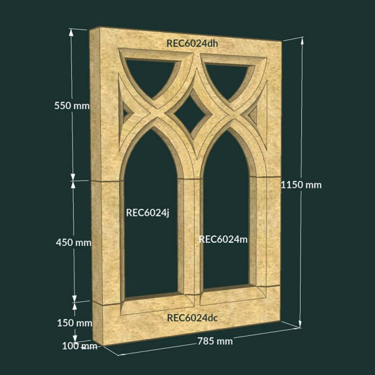 Tracery Window - Gothic Tracery Window - Redwood Stone
