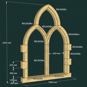 Gothic Arch Windows - Gothic Folly Parts - Redwood Stone