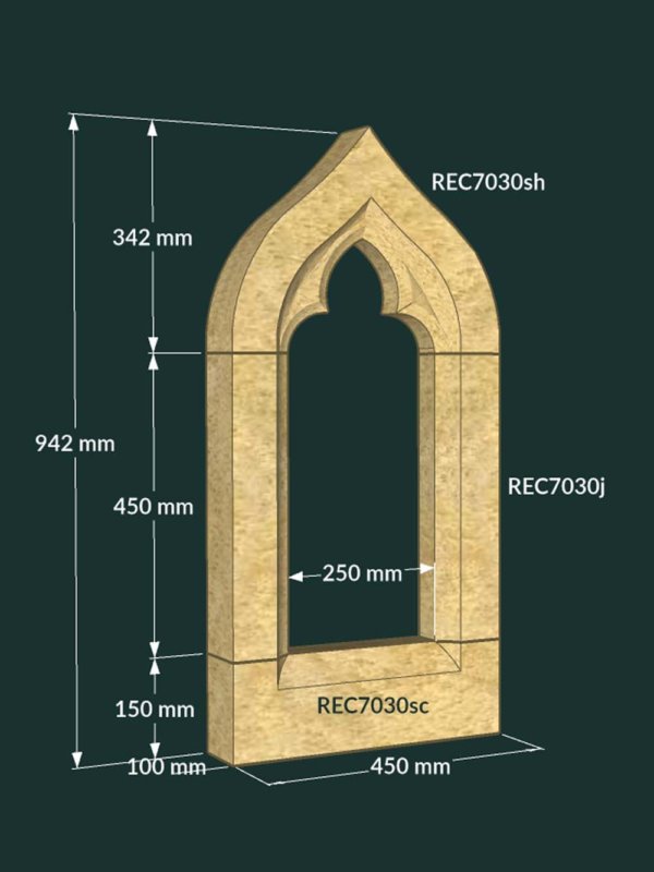 Trefoil & Quatrefoil Windows - Gothic Folly Windows - Redwood Stone