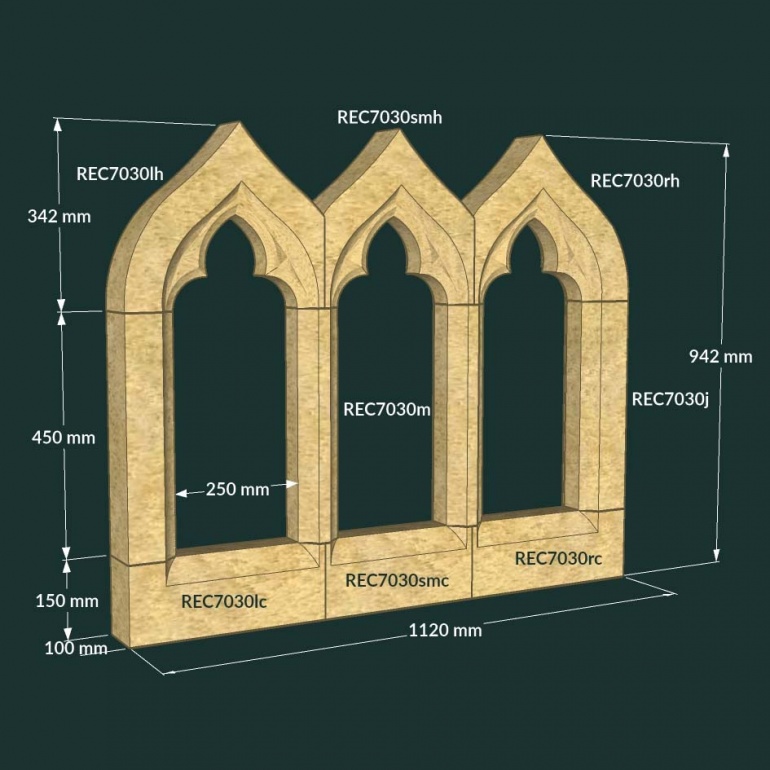 Trefoil & Quatrefoil Windows - Gothic Folly Windows - Redwood Stone