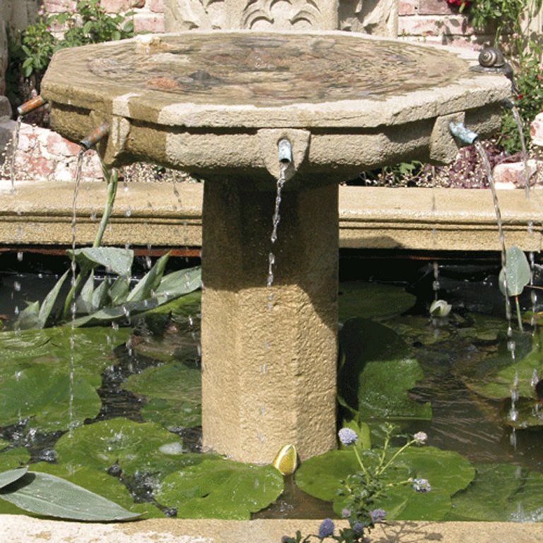Tall Octagonal Fountain - Redwood Stone