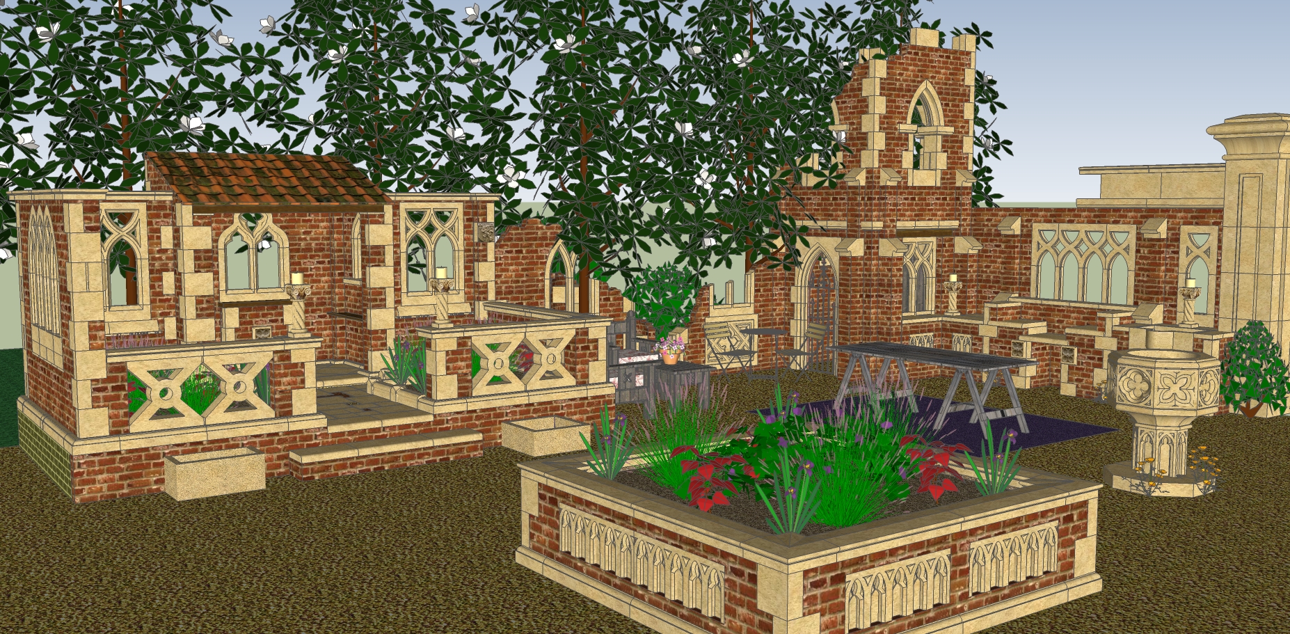 Redwood Stone - Folly & Garden - The Stoneworks, Wells, Somerset